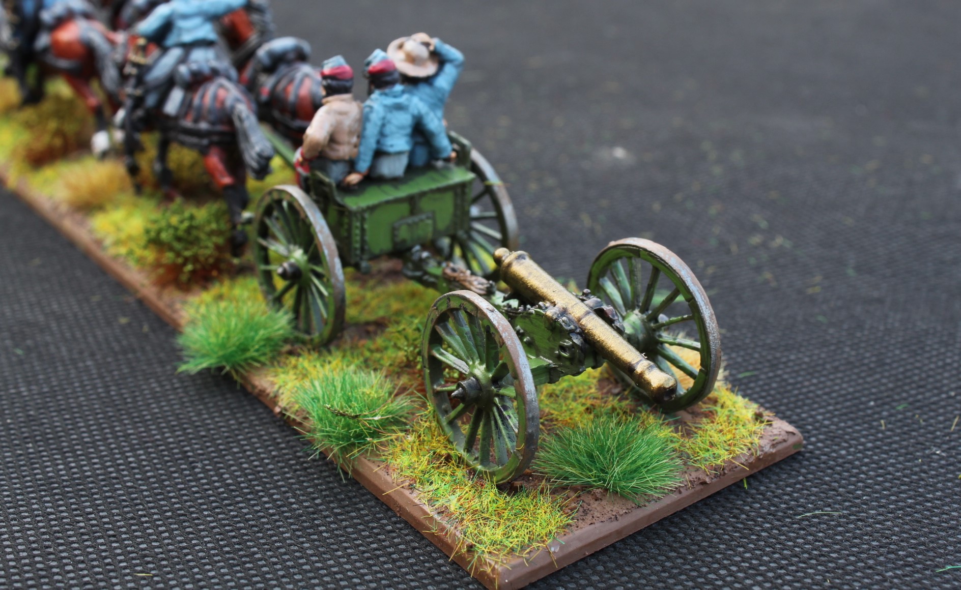 Ray Haskins Figure Painting.: 28MM ACW Confederate Horse Drawn gun.