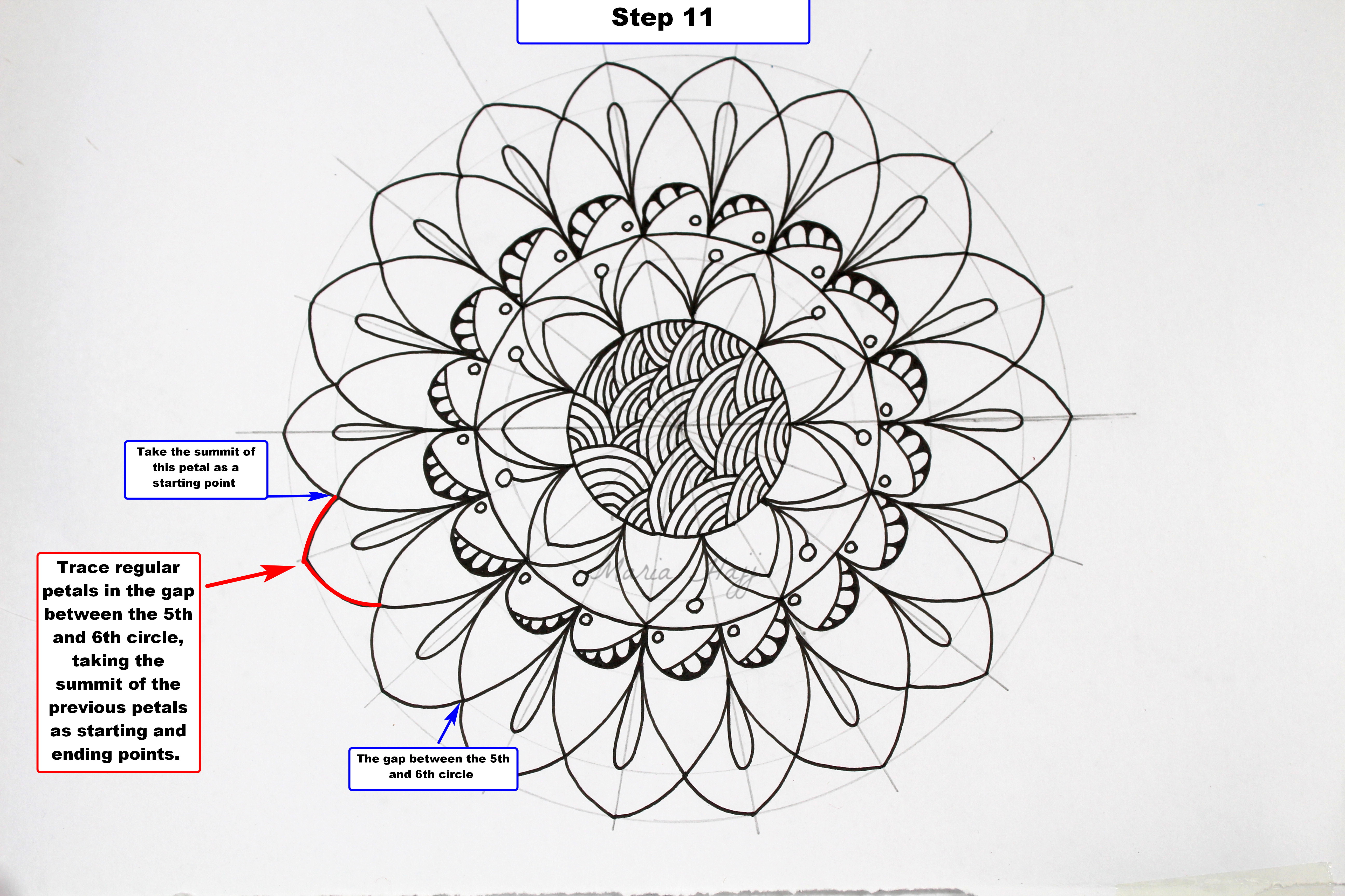Mandala art #16- Step by step tutorial for beginners- How to draw a Mandala