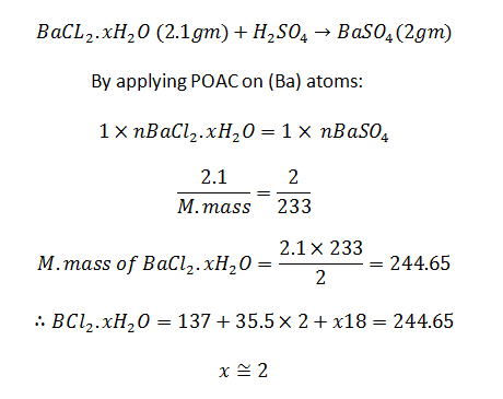 Welcome to Chem Zipper.com......: For BaCl2.XH2O , 2.1 gm of Compound gives 2 gm of anhydrous ...