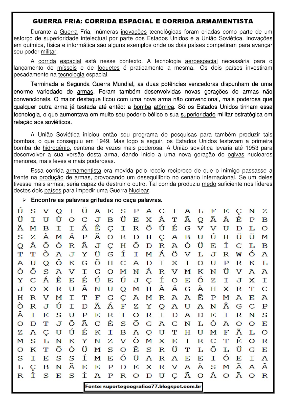 Caça Palavras Geografia 6 Ano Caça Palavras Geografia 6 Ano