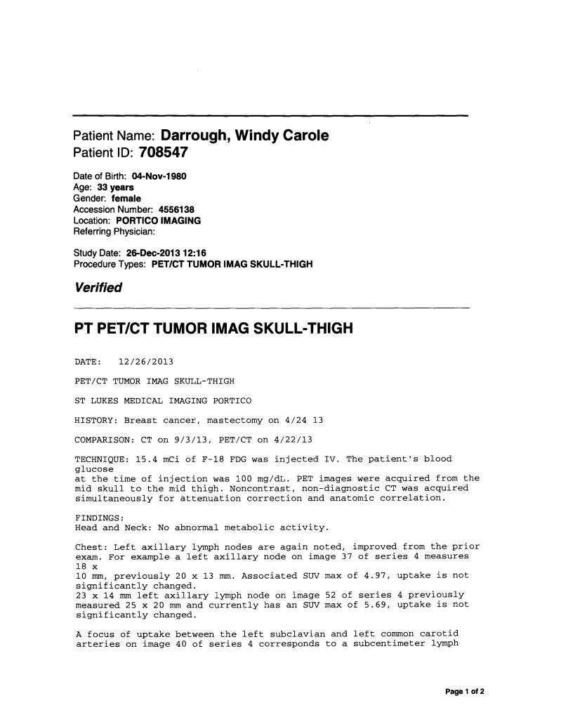 My Journey to Health: New PET/CT Scan