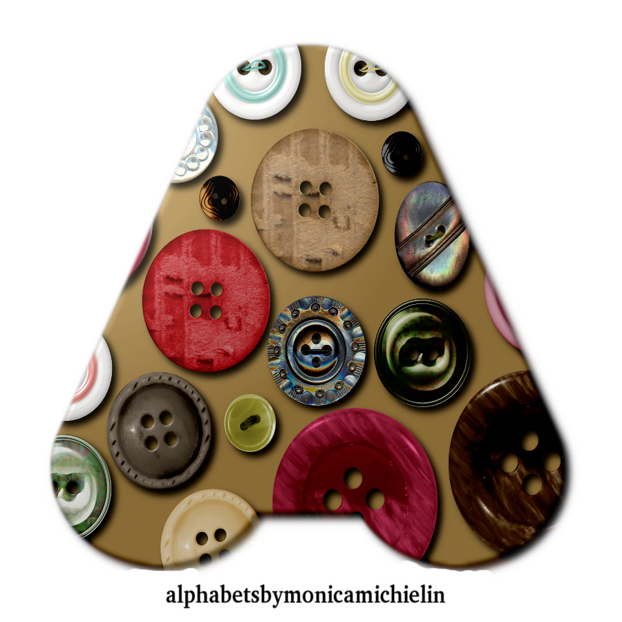 M. Michielin Alphabets: BEGE FRANK FONT CLOTHES BUTTON ALPHABET