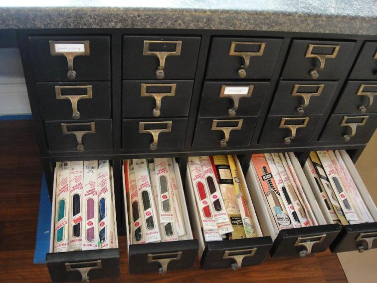 1893 Victorian Farmhouse: Library Card Files for Storage