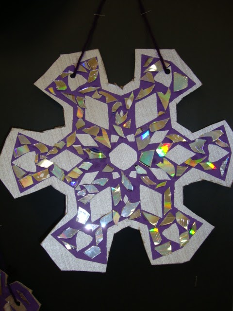 Thomas Elementary Art: Recycled CD Snowflake Mosaics by 4th Grade