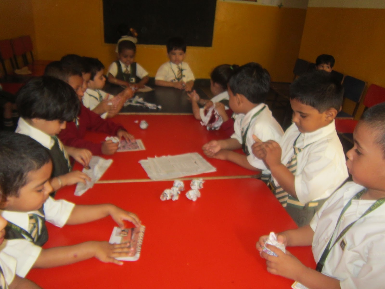 Slate - The School, Abids: Nursery children making paper balls - PP Abids