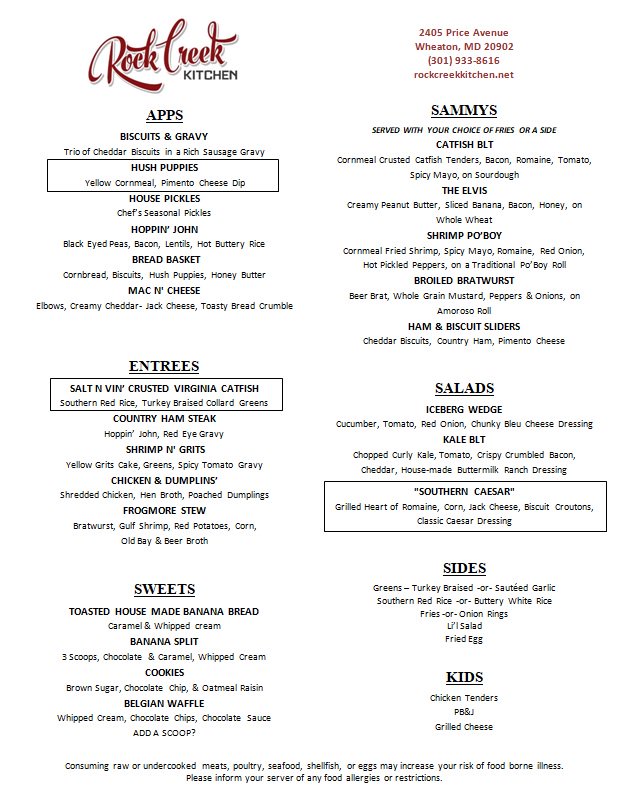 East MoCo: Rock Creek Kitchen opens today in Wheaton (Menu+photo)