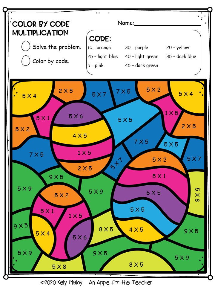 An Apple For The Teacher: Easter Color By Number