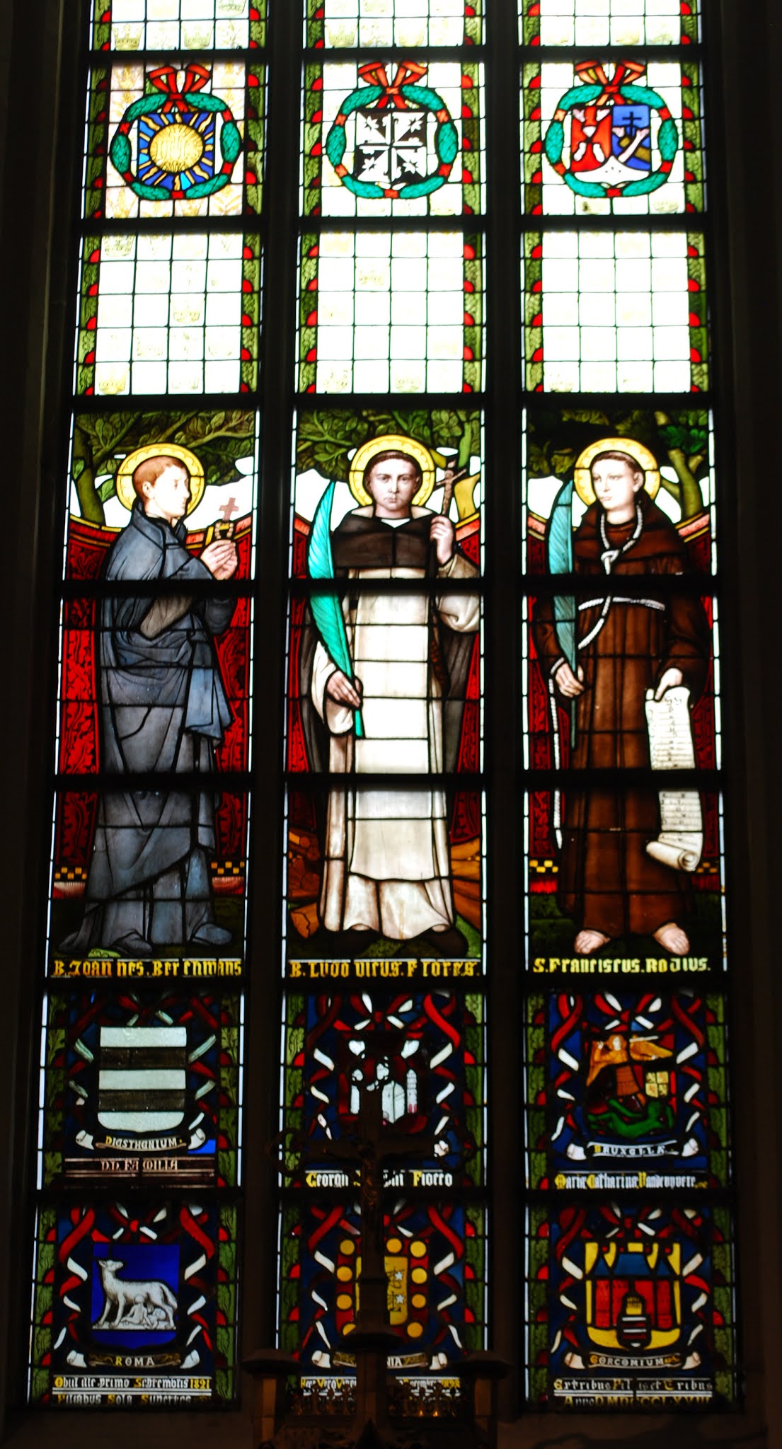 Heraldry: Two Saints, a Martyr, and Six Coats of Arms