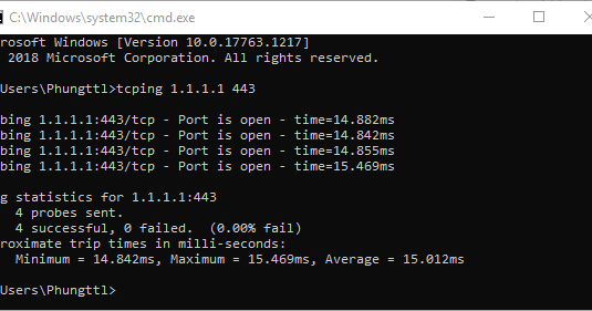 Hướng dẫn sử dụng Tcping để Ping theo Port