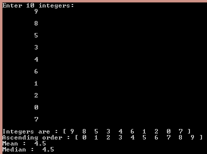 Information: C++ Program Code for Mean and Median of Numbers