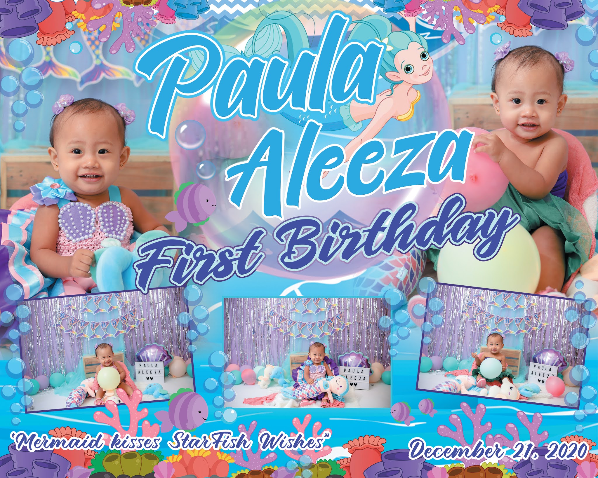Mermaid Tarpaulin Design for First Birthday