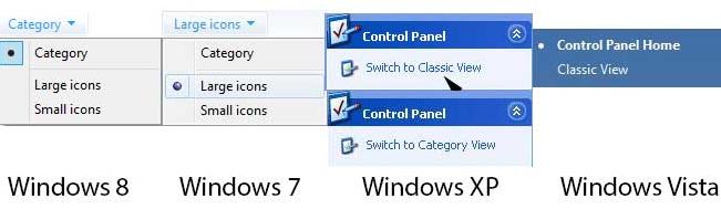 Difference in Control Panel in Various Popular versions of Microsoft ...
