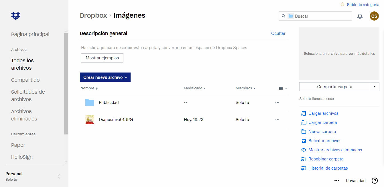 Dropbox para alojamiento de imágenes para usar en HTML y blogs 🌐