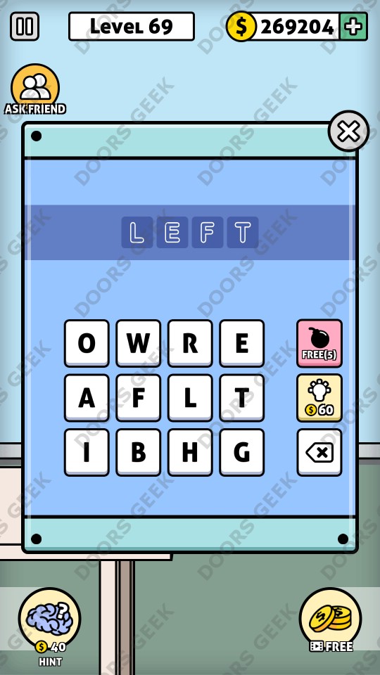 Escape Room: Mystery Word Level 69 Answer ~ Doors Geek