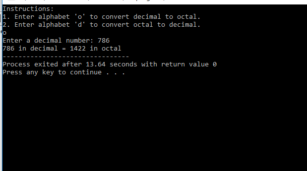 C Program For Convert Octal Number To Decimal And Vice Versa Using Function