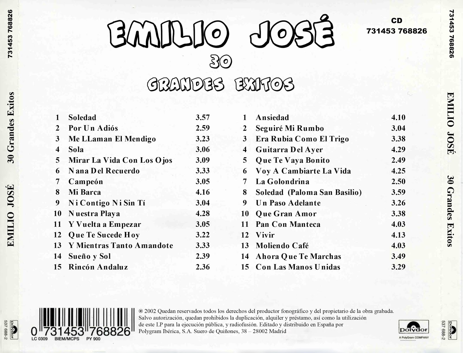 ENTRE MUSICA: EMILIO JOSE - 30 Grandes Exitos