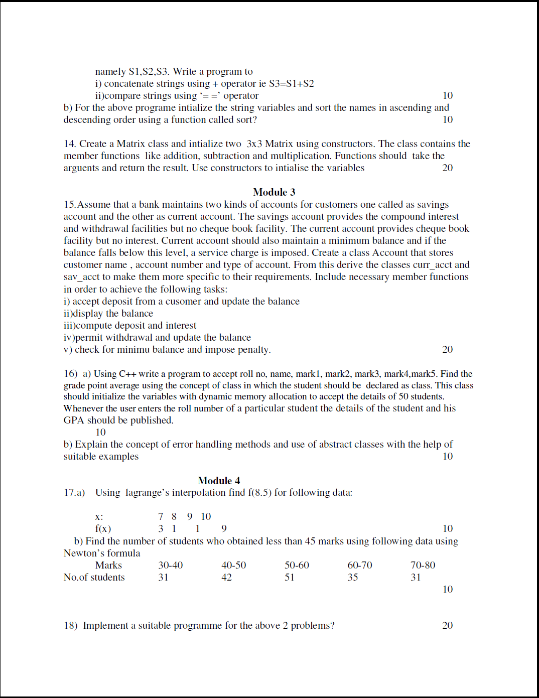 Kerala University Btech Object Orienetd Programming And Numerical Methods N October 2015