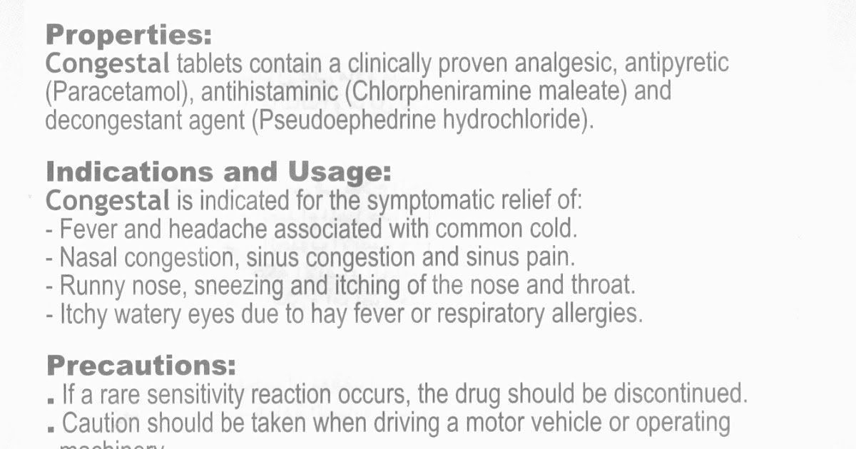 Drug Pamphlet: Congestal