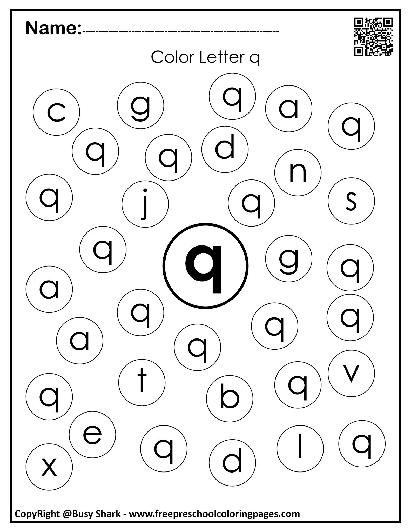 Letter Q "10 free Dot Markers coloring pages"
