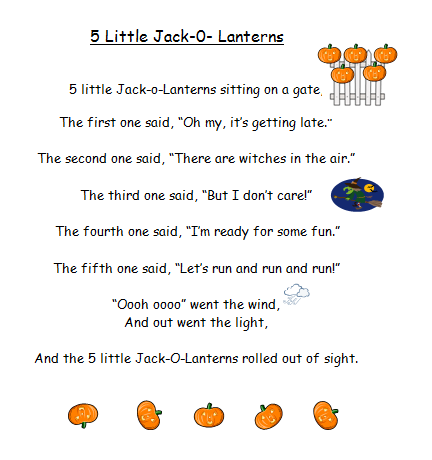 Adventures in Room 210: Spelling Poem #8: 5 Little Jack-O-Lanterns