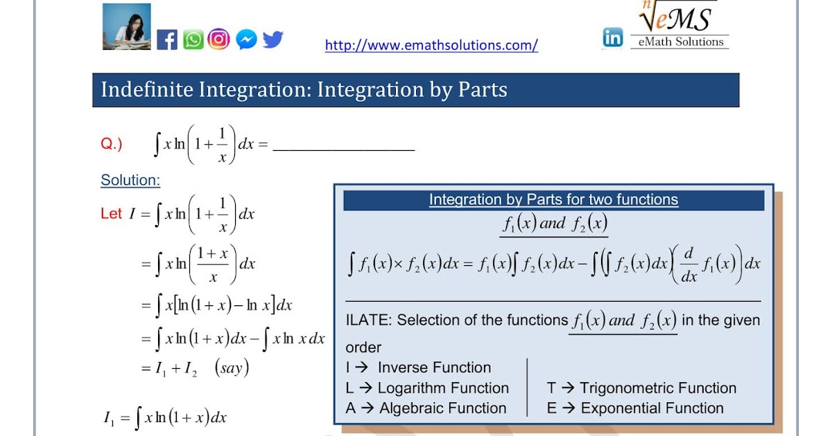Question on Indefinite Integration: Integration by Parts