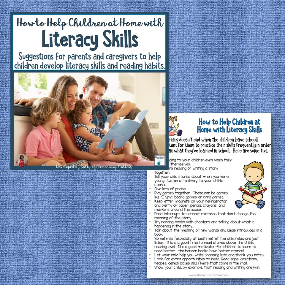 How to Help Children at Home With Literacy Skills | Classroom Freebies ...