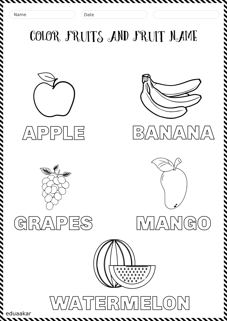 Fruit Coloring Sheets