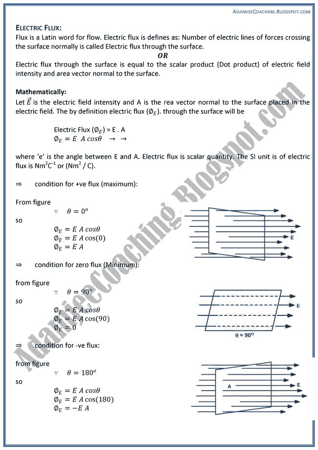 Adamjee Coaching: Electrostatics - Theory Notes - Physics XII
