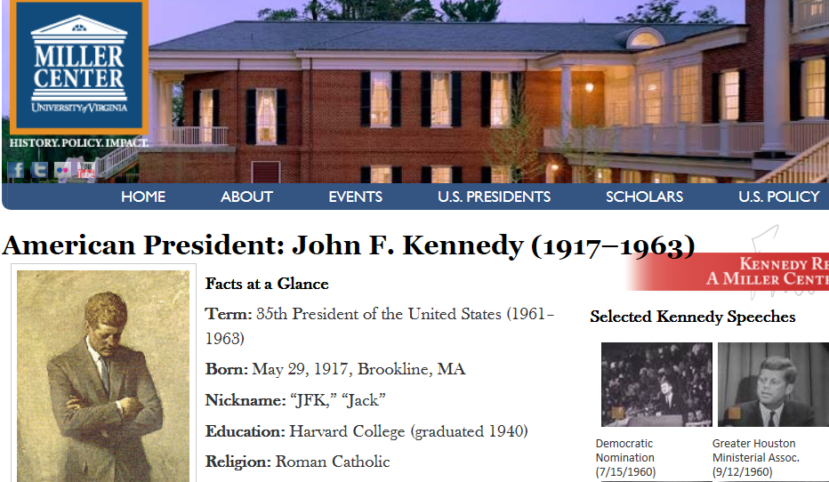 The Learning Professor: Website Spotlight: John F. Kennedy
