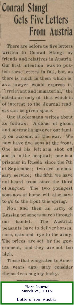 HESCH HISTORY: Stangl Families