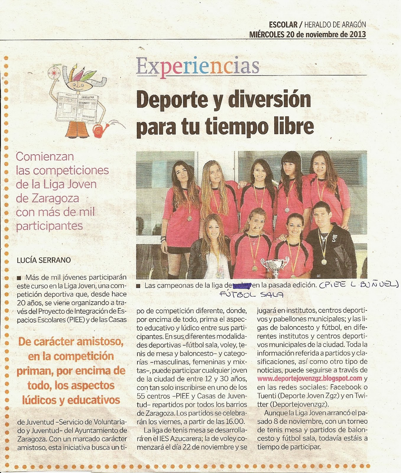 NOTICIA HERALDO DE ARAGON ESCOLAR: Deporte y diversión para tu tiempo ...
