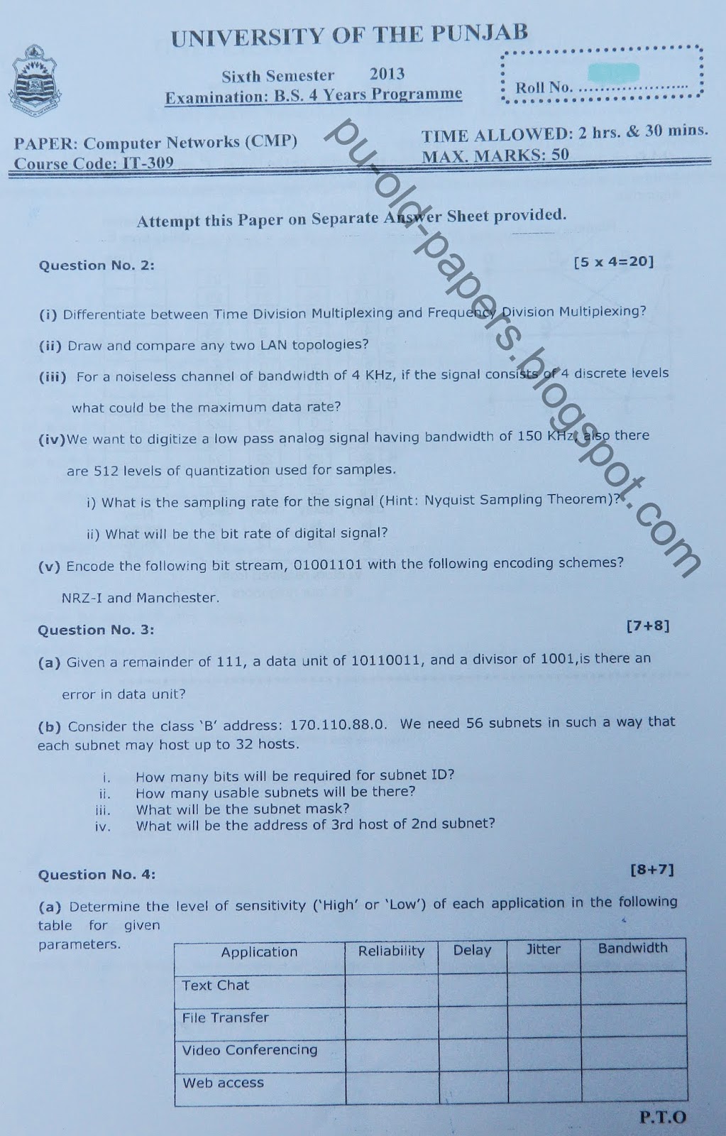 Punjab University Past Papers: Punjab university past paper of Computer ...