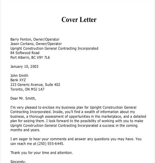 Business Plan Cover Letter ~ Resume Letter