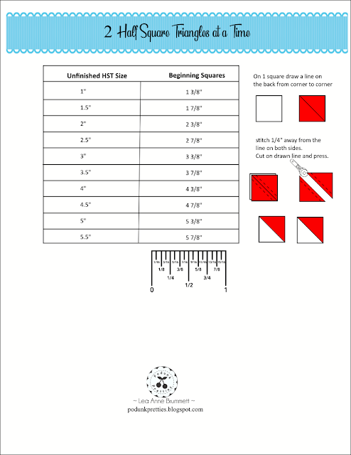 Podunk Pretties Quilting: ~ 2 HST's at a Time ~ NO DRAWING LINES