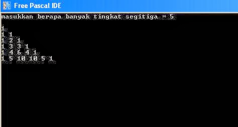 Just Me..: Program Segitiga Pascal Pada Pascal