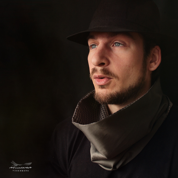 FoxenbergScarves: Gray Plaid Cowl Scarf for Men - Dark Olive Green ...