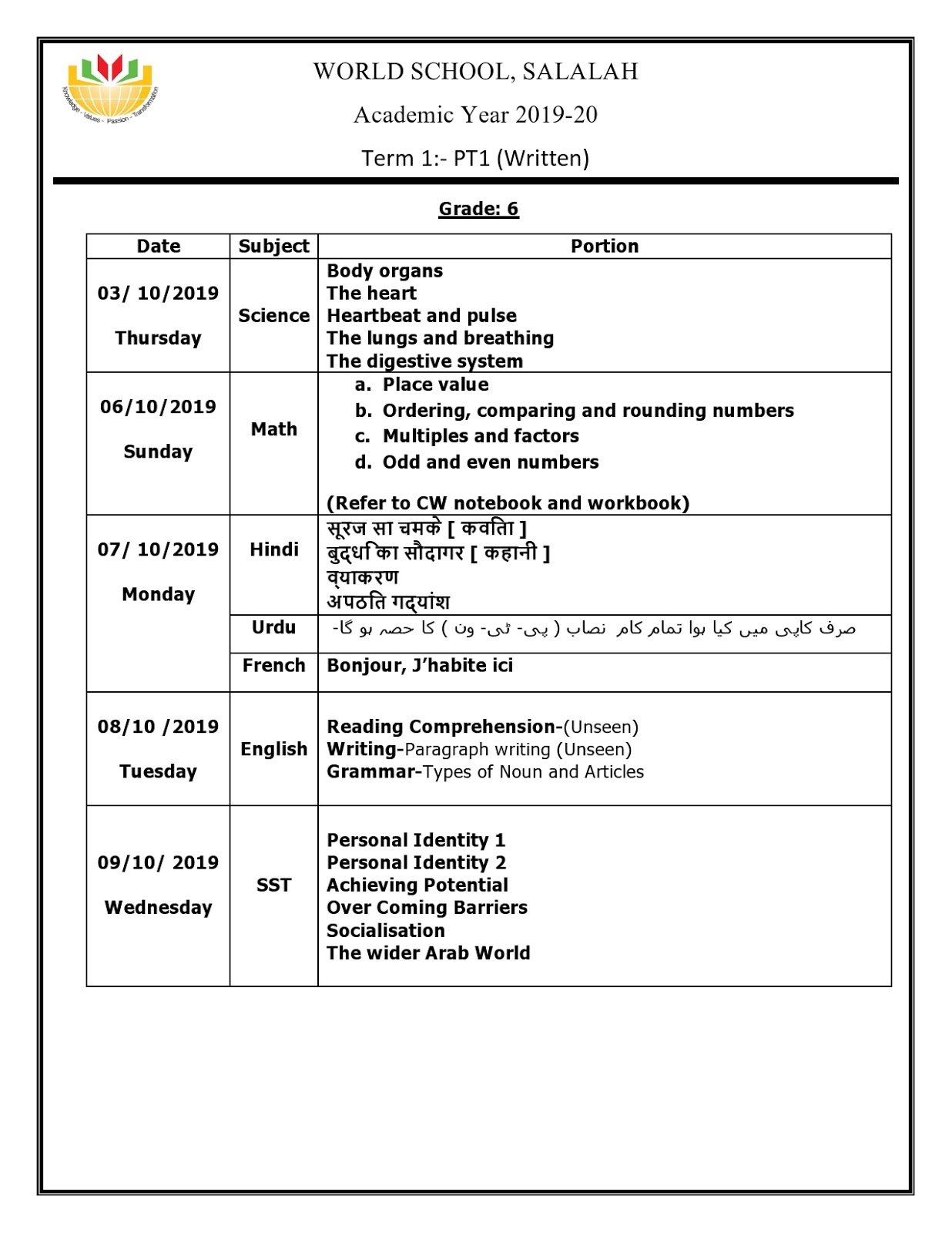 Birla World School Oman PT 1 Syllabus For Grade 6 birla-world-school-oman-pt-1-syllabus-for-grade-6
