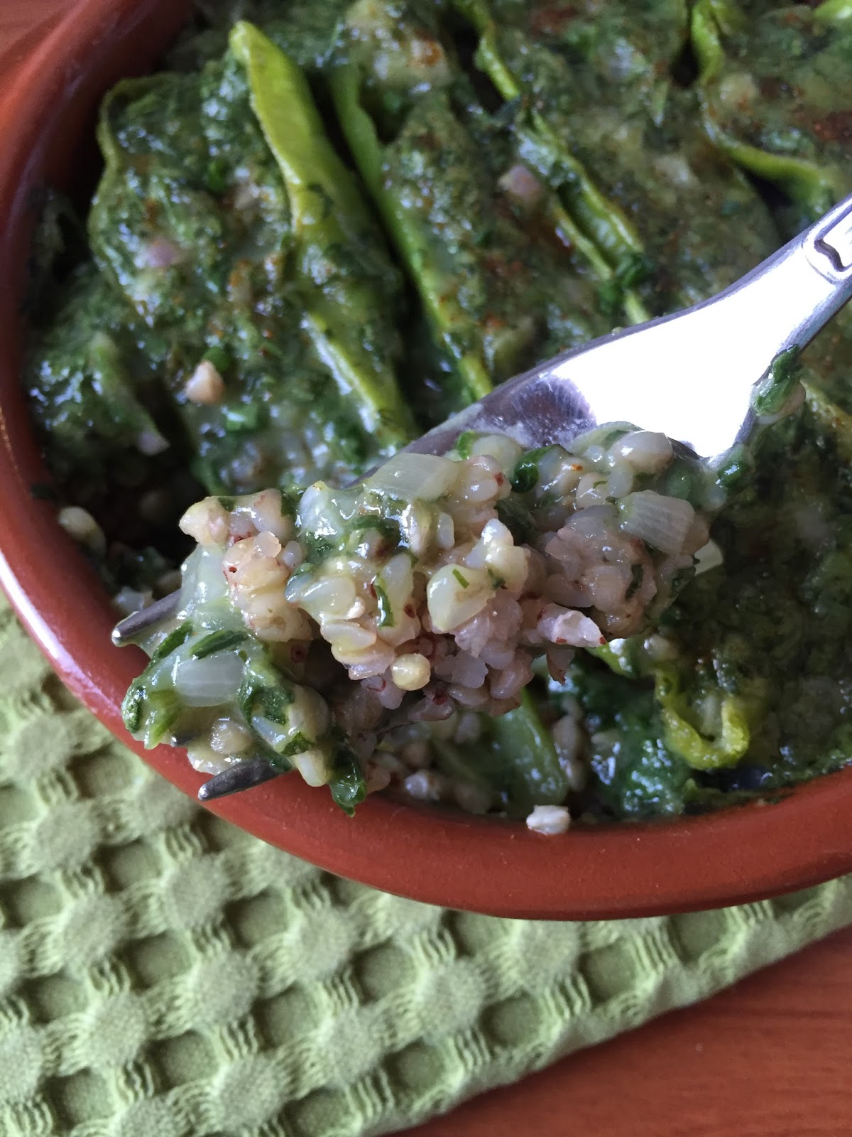 Inglourious Bananas: Oven Baked Friggitelli with Buckwheat and Spinach ...
