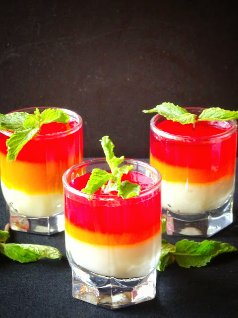 Veg Indian Cooking: Raspberry & Mango Layered Jelly with China Grass ...