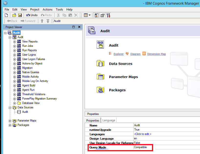 CognosM: DQM in Cognos Analytics