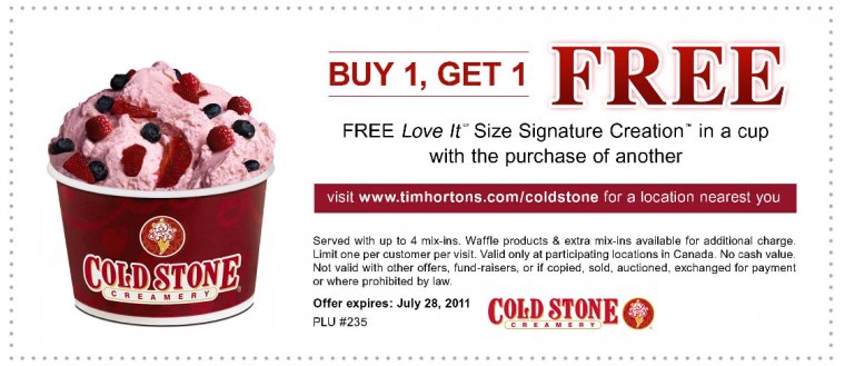 Coupon Clipping in Canada: Buy 1 Get 1 Free Tim Horton's Coldstone ...