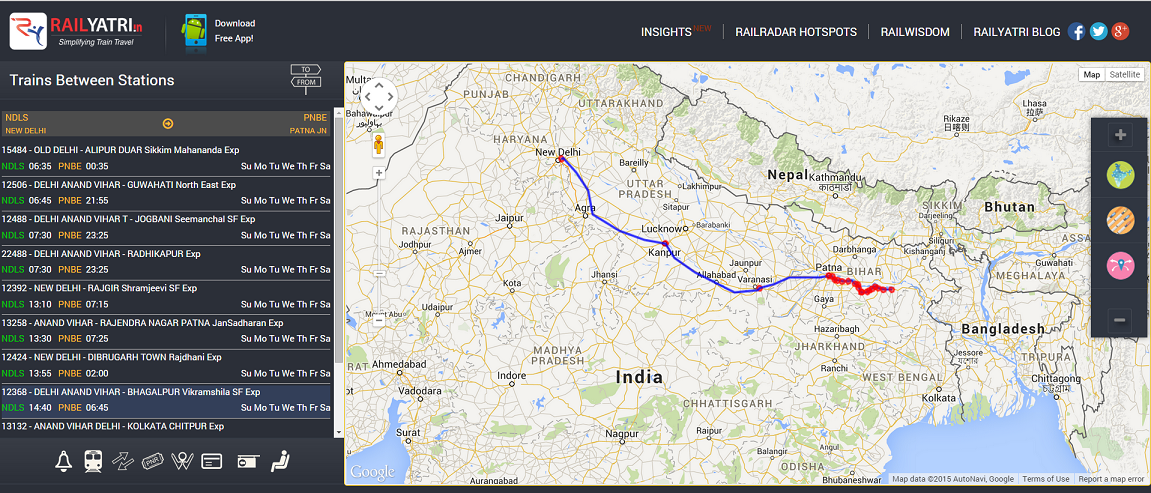 Train between Stations live - IRCTC Train Routes on google Map live ...
