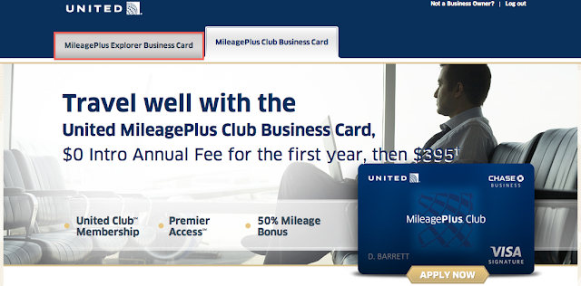FLY101: UA MileagePlus Explorer Business Card 50,000 Bonus Miles核卡禮（首年免年費）