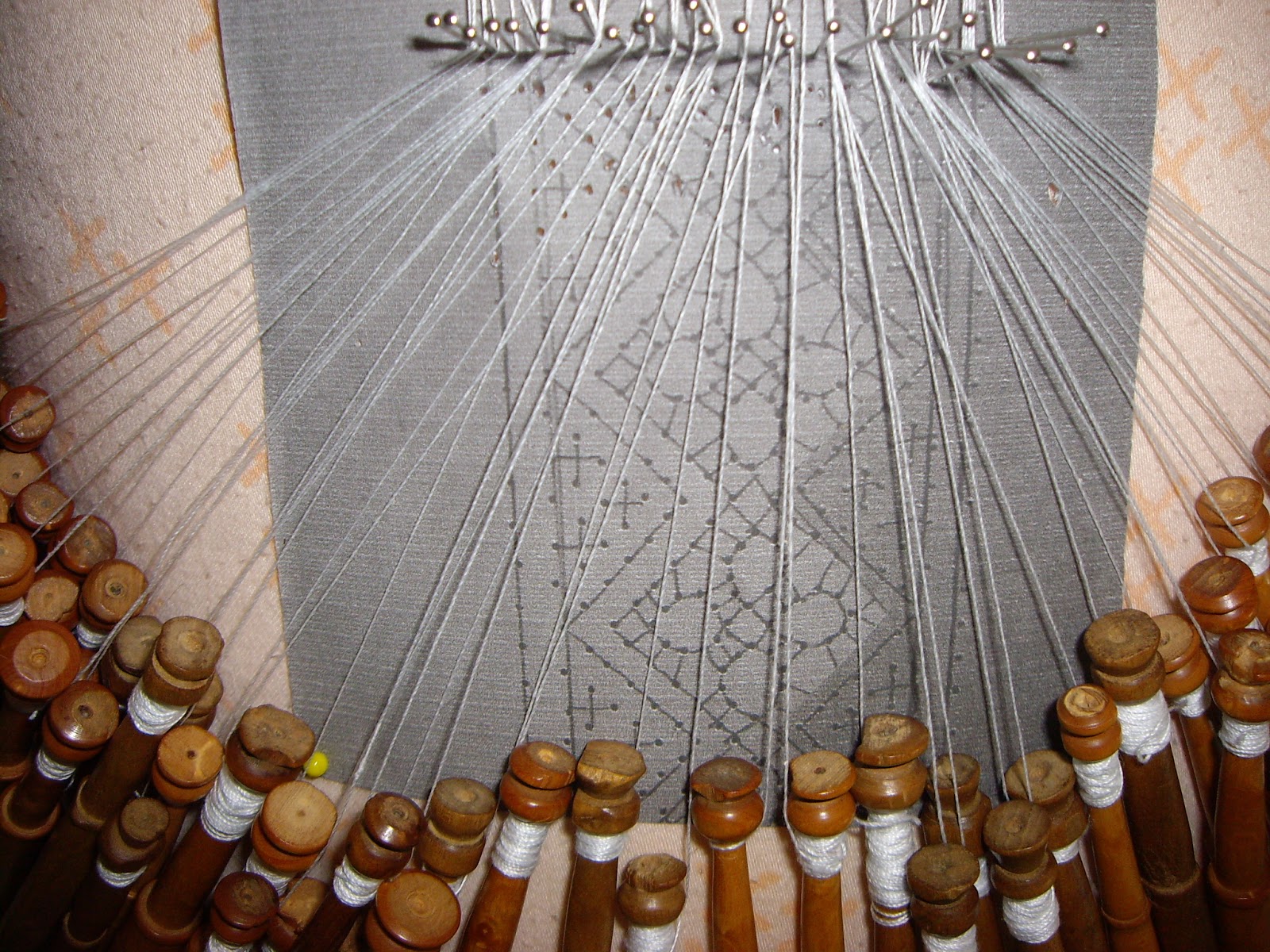 Patrón de un entredós de encaje de bolillos