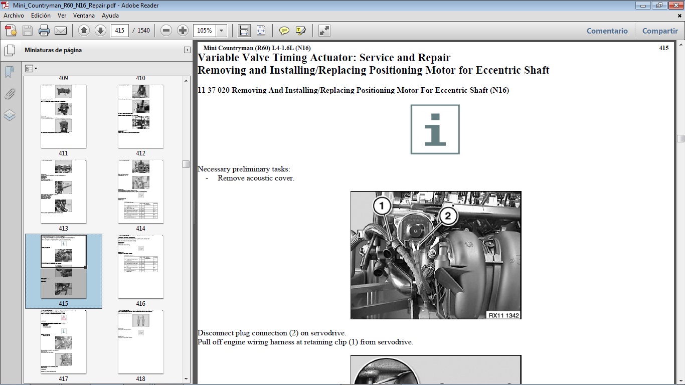 Manuales de Taller de MINI COOPER: MINI COUNTRYMAN R60 con motor N16