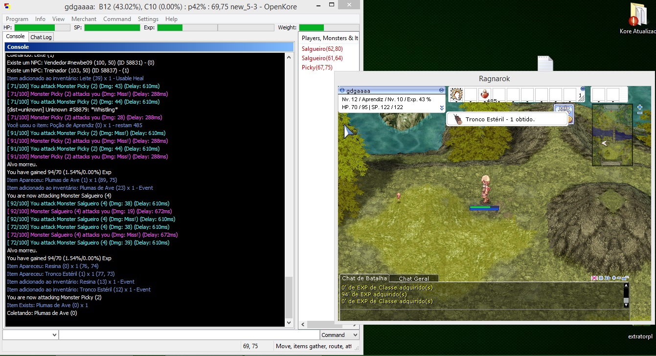 Rodando BoT Openkore em Modo Visual no bRO (xKore 2) | AzTutos