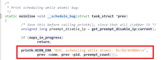 Linux kernel: BUG scheduling while atomic 分析