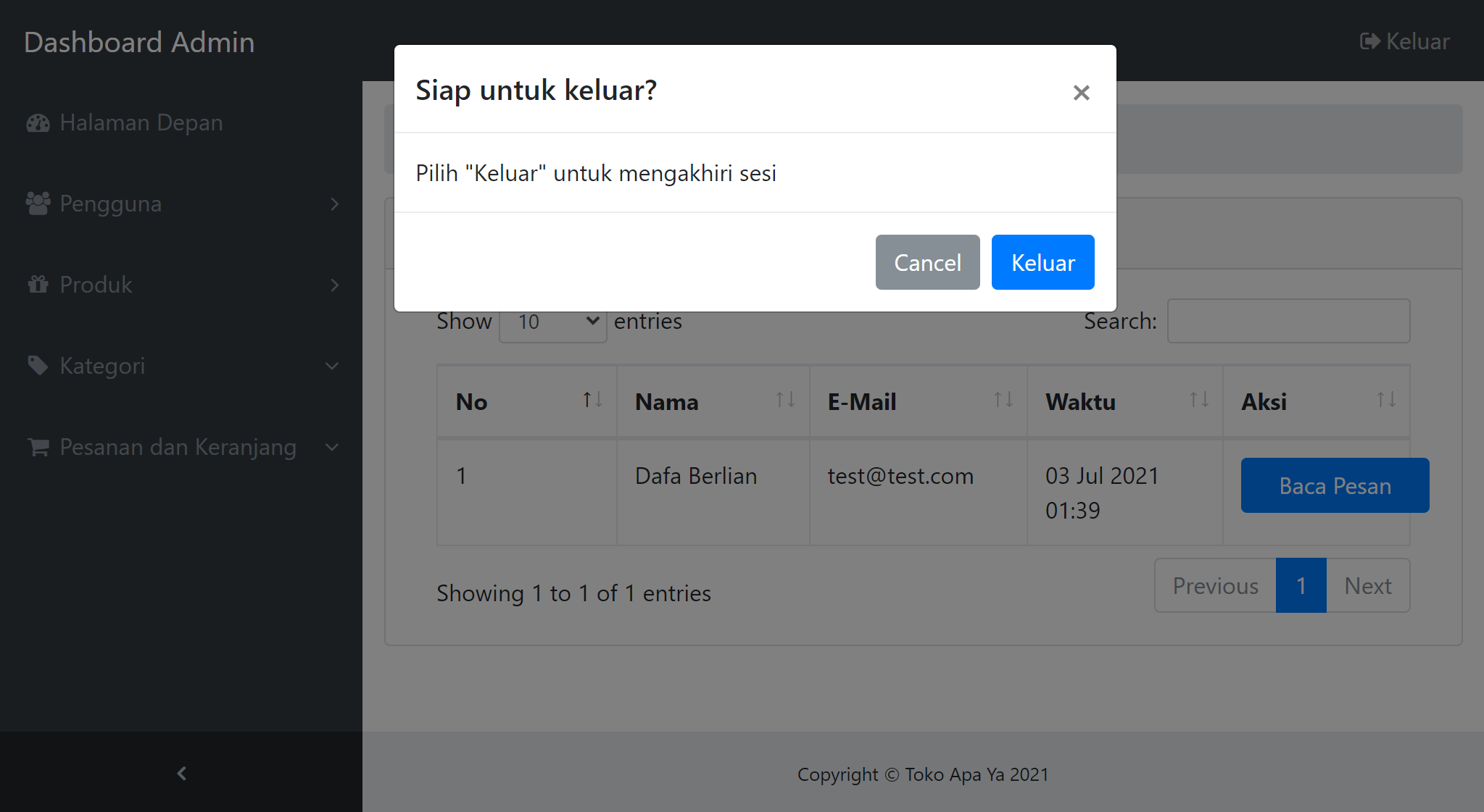 2. Logout User