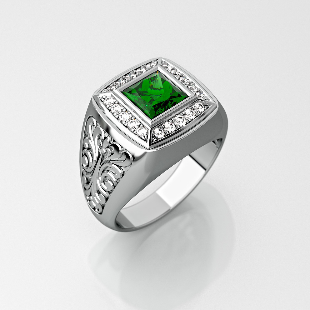 Gold.Art. 3D collection: Mens ring with square gemstone