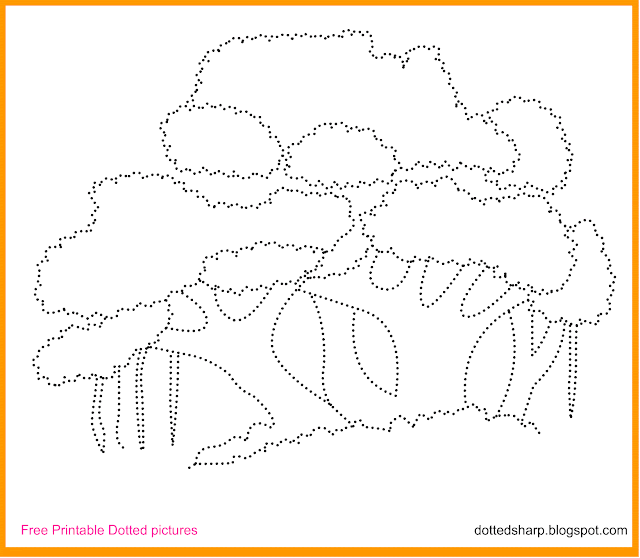 Free Dotted Printable for kids: Dotted Banyan Tree drawing